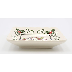 Fine Ceramic Santa Flying Airplane Square Dessert Appetizer Plates Set of 3 (3 pieces Set), 5-1/2"