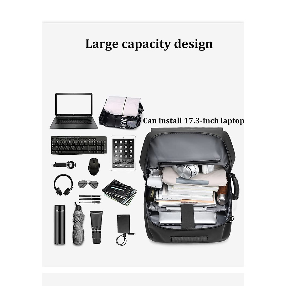 INFEYLAY Travel backpack For Men,waterproof 17 inch Business Laptop Backpack with Separate Shoe Bag,Hidden USB charging port 50L outdoors trekking backpack For woman, Hiking camping backpack