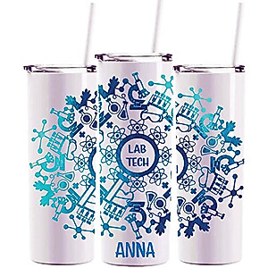 AVITO 20 oz Personalized Lab Tech Personalized Tumbler, Gift, Personalized Lab Tech Tumbler, Laboratory Technician Gift, Microscope, Med Tech, Stainless Steel, Vacuum Insulated