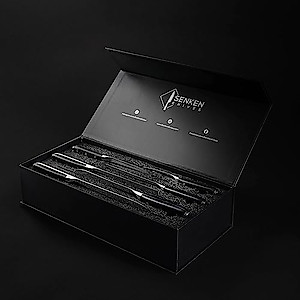 SENKEN 6-Piece Damascus Steel Kitchen Knife Set - Shogun Collection - 67-Layer Japanese VG10 Steel - Chef's Knife, Cleaver Knife, & More, Extremely Sharp Blades for Effortless Cutting, Luxury Gift Box