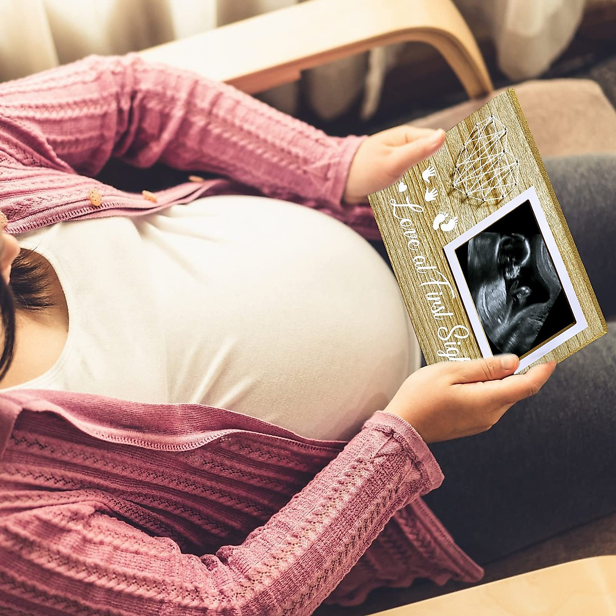 YIXIN New Mom Gift Baby Ultrasound Souvenir Photo Frame Pregnancy Gift Pregnancy Announcement Creative Baby Nursery Decoration Valentine's Day Mother's Day Father's Day Gift (4" x 6" Ultrasound Photo)