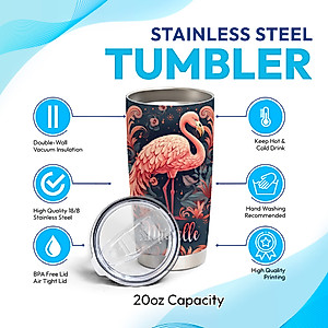 Hyturtle Personalized Gifts For Flamingo Lover - Be A Flamingo Custom Name Stainless Steel Tumbler 20oz With Lid - Idea Bird, Animal lover Gift For Women Girl On Birthday, Christmas