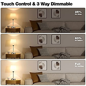 Table Lamps for Bedrooms Set of 2 Bedside - Nightstand Bedroom Lamp with USB C Port and AC Outlet Charging, Dimmable Touch Small End Side Lamp, White Night Stand Light for Kid/Guest Room/Living Room