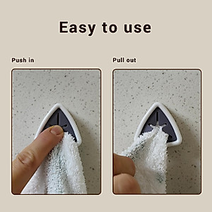 NIDOUDOU Adhesive Push Towel Hook. Kitchen Towel Hook Push in. Push Towel Holder for Hand Towel, Dish Towel washcloths. Towel Organizer for Kitchen Bathroom. White 4 Pcs