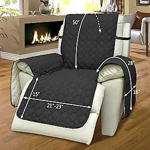 RBSC Home 23 Inch Recliner Cover - 100% Waterproof Slipcovers Anti-slip Small Recliner Slipcovers for Pets,Baby, Dogs,Cats and Kids,Washable Protector(23" black)