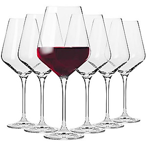 Krosno Red Wine Glasses | Set of 6 | 16.6 oz | Avant-Garde Collection | Crystal Glass | Perfect for Home, Restaurants and Parties | Dishwasher Safe