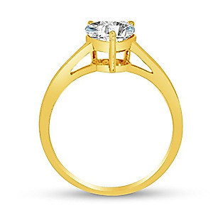 Size - 4.5 - Solid 14k Yellow Gold Heart Cut One Solitaire Wedding Engagement Ring CZ Cubic Zirconia 1.50ct.
