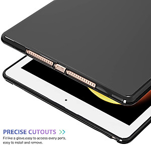 Puxicu Case for iPad 6th/5th Generation 2018&2017, Slim Design Matte TPU Rubber Soft Skin Silicone Protective Cover for iPad 9.7 Inch 2018 (6th Generation) / 2017 (5th Gen) 9.7" Tablet - Black