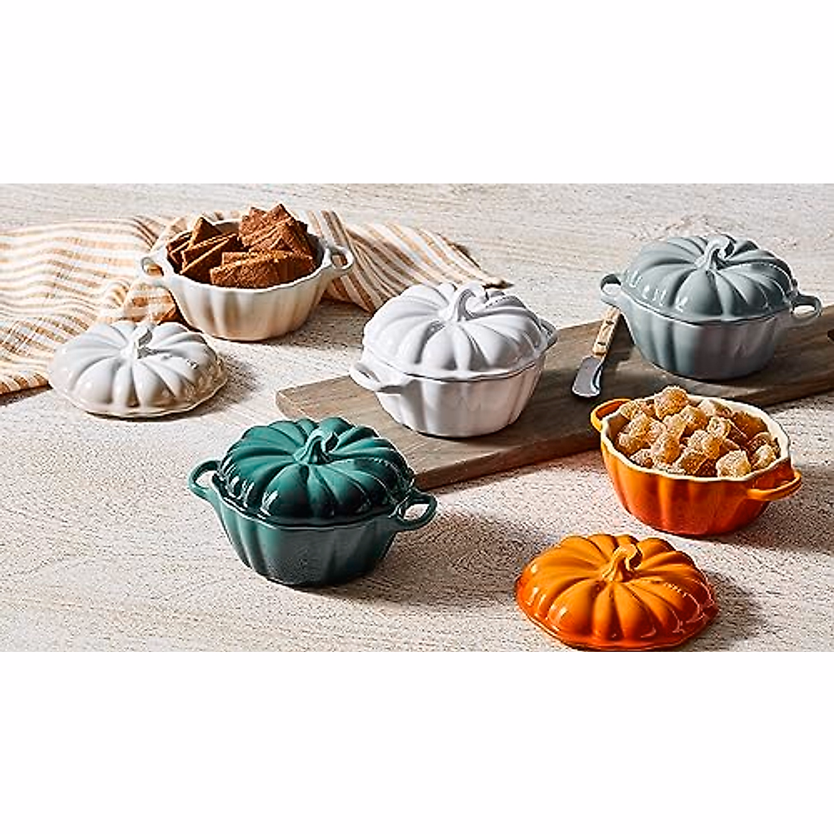 Le Creuset Stoneware Figural Pumpkin Petite Cocotte, 12 oz., Persimmon