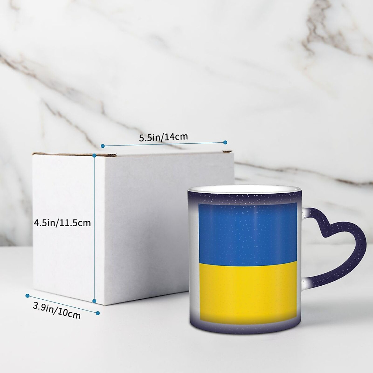BBEXJIGY Flag of Ukraine Print Thermal Reactive Coffee Mug Ceramic Cups That Change Color with Heat