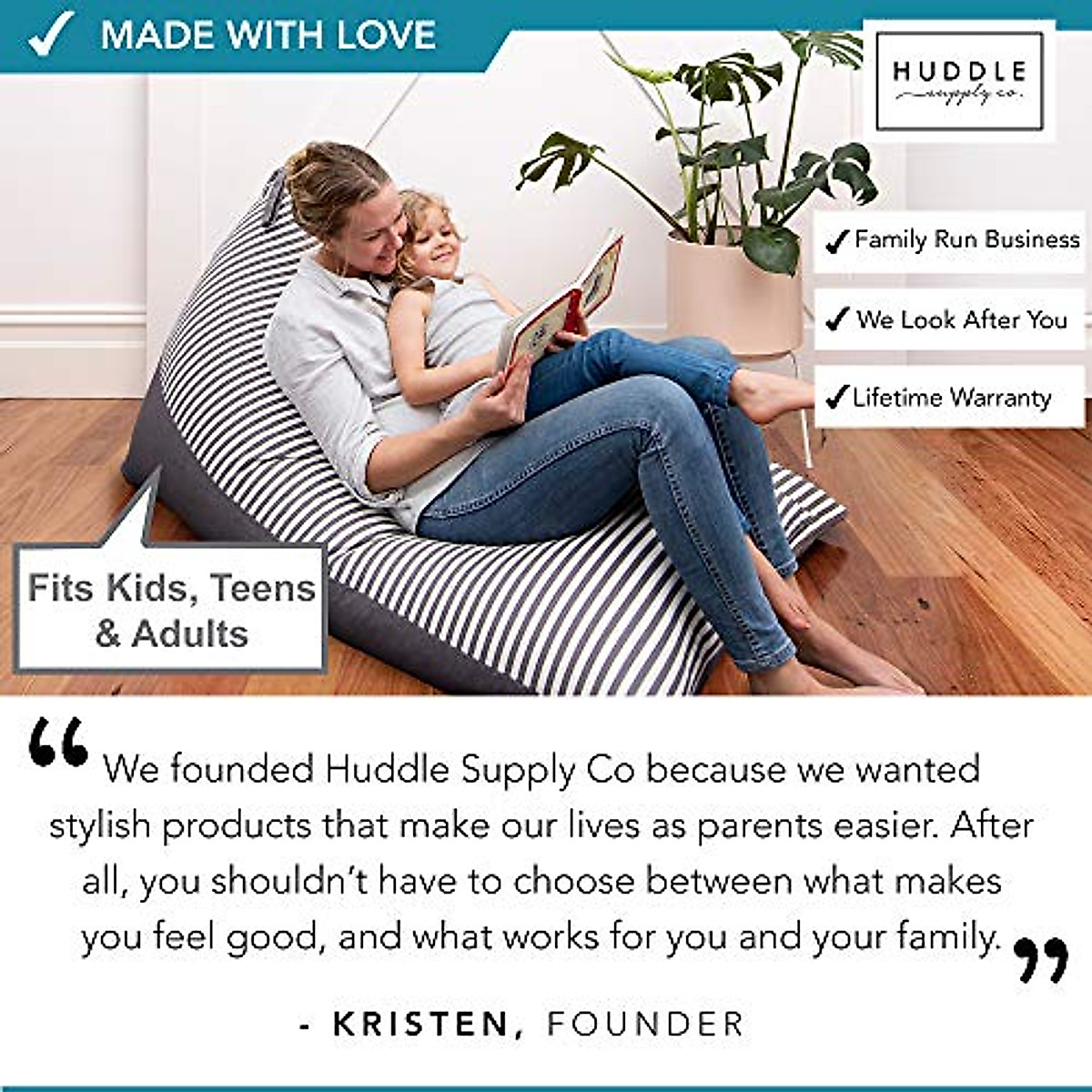 Huddle Designer Stuffed Animal Bean Bag Storage Washable XL Cover -The Original Premium Stuffed Animal Storage Bean Bag for Kids | Strong Zipper, Thick Canvas