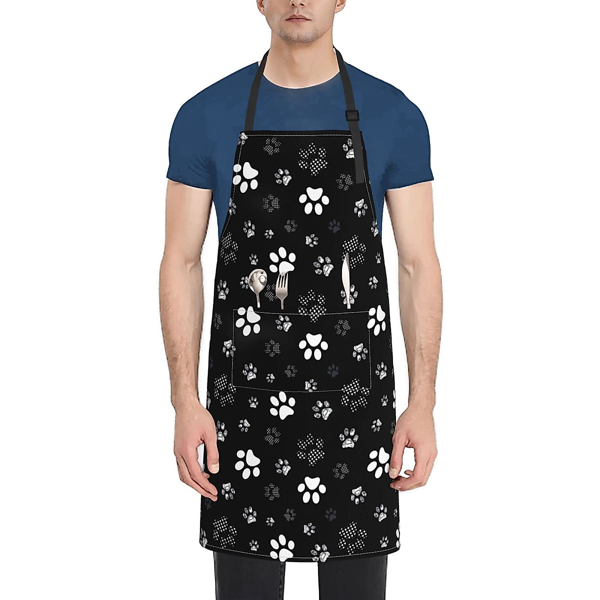 SHAPTOY Dog Grooming Apron Waterproof Funny Animal Dogs Paw Aprons with 2 Pockets for Men Women Cute Pet Bathing Bibs Plus Size Adjustable Kitchen Smock For Groomer Chef Cooking Gardening BBQ