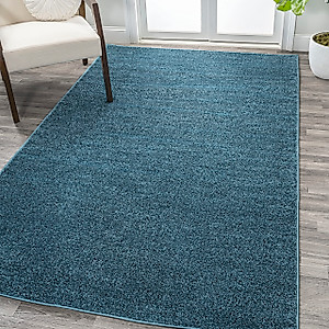 JONATHAN Y SEU100H-8 Haze Solid Low-Pile Indoor Area-Rug Casual Contemporary Solid Traditional Easy-Cleaning Bedroom Kitchen Living Room Non Shedding, 8 ft x 10 ft, Turquoise