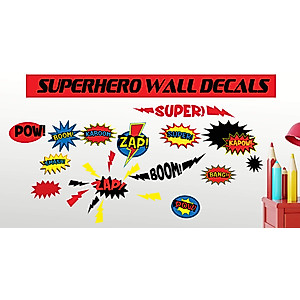 Superhero Boys Room Wall Decals Decor Stickers Teenager Decorations for Bedroom (Superhero)