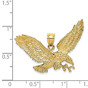 Solid 14k Yellow Gold 2-D EAGLE BEAK TOUCHING CLAWS Charm Pendant - 31mm x 34mm