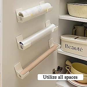 4 Pcs No Punching Trash Bag Dispenser Plastic Bag Holder,Wall Mounted Plastic Bag Organizer Grocery Bag Holder White Garbage Trash Bag Holder For Home Organization Kitchen Organizers And Storage