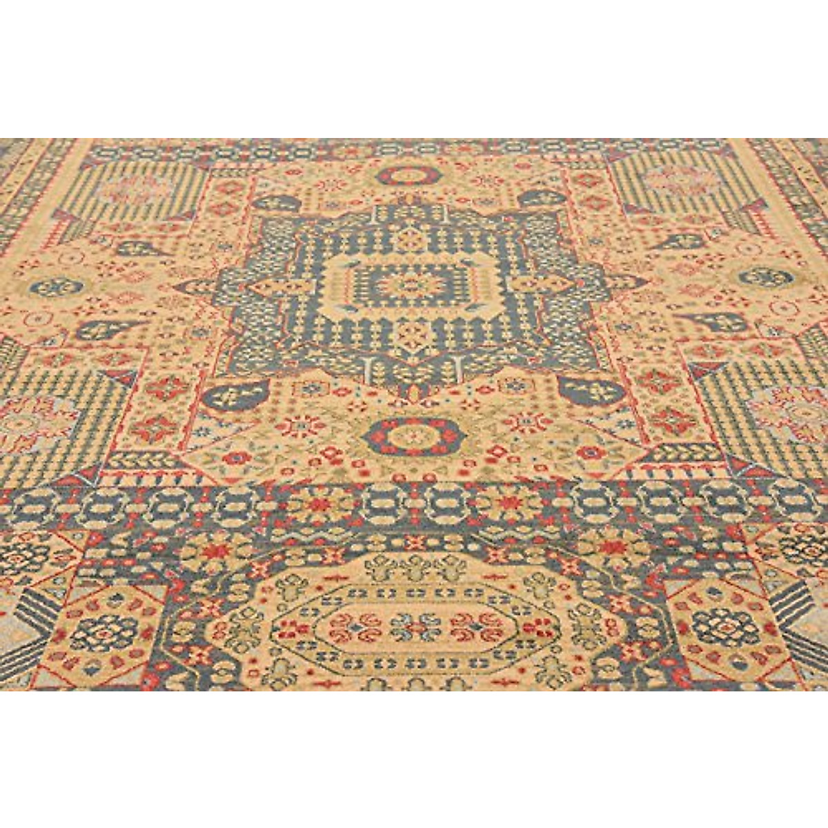 Unique Loom Palace Collection Traditional, Southwestern, Medallion, Geometric Area Rug, 9' 0" x 12' 0", Navy Blue/Tan