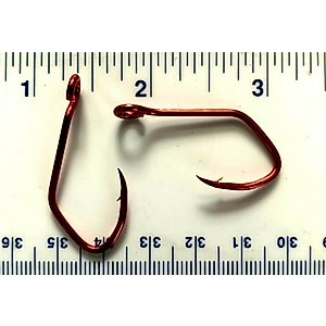 100 Gerry's Tackle 2X Strength Red Sickle Open Eye Siwash Fish Hooks Size 2/0