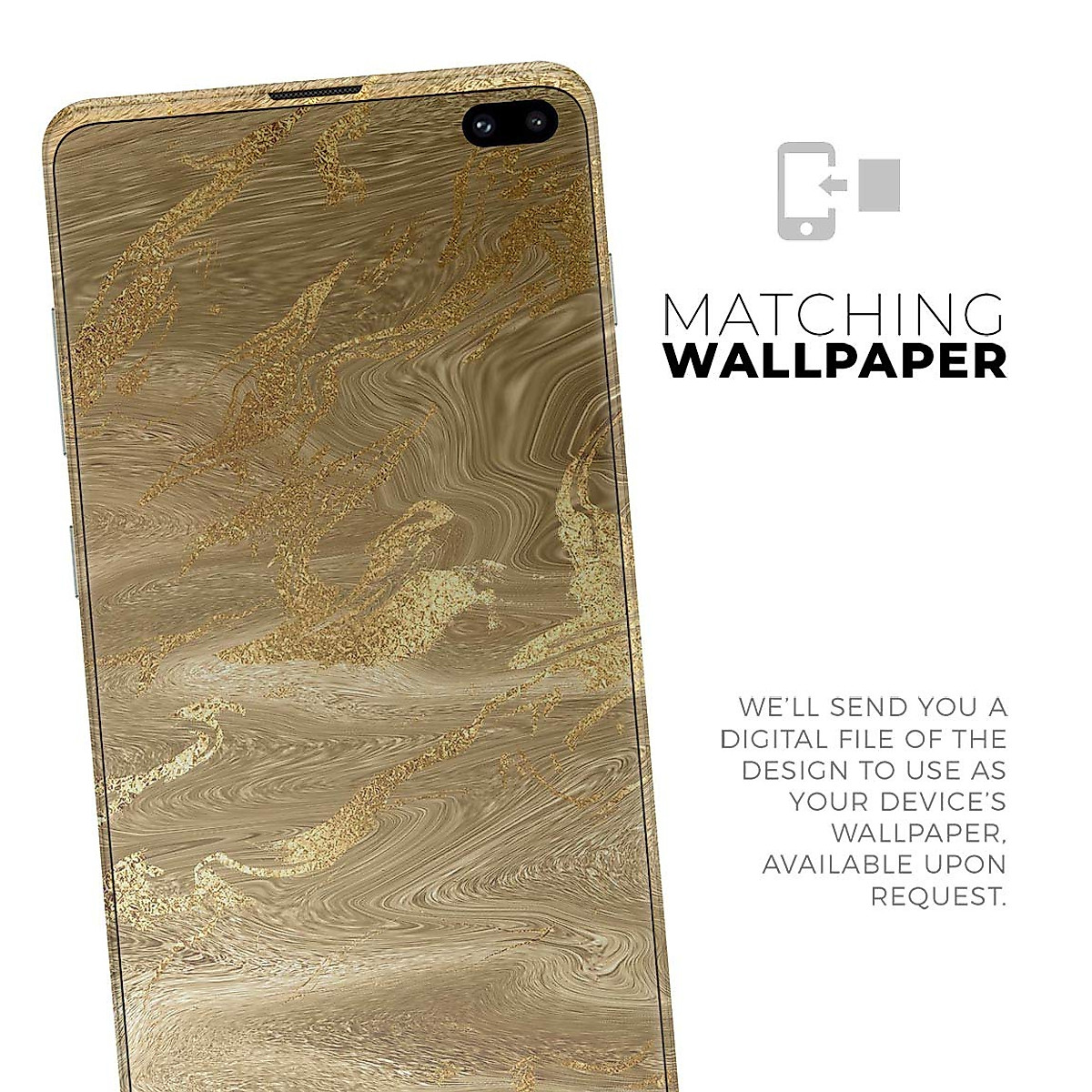 DesignSkinz Molten Gold Digital Foil Swirl V4 Protective Vinyl Decal Wrap Skin Cover Compatible with The Samsung Galaxy S20 (Screen Trim & Back Glass Skin)
