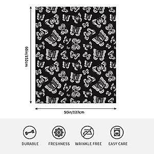 YEAHSPACE Butterfly Blanket Black White 50 x 60 Inches Flannel Throw for Bed Sofa Couch Travel Camp -Elegant Beautiful Black White Butterfly