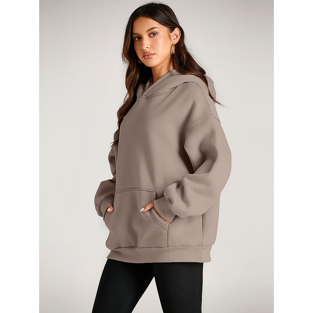 EFAN Womens Hoodies Oversized Sweatshirts Pullover Fleece Sweaters Long Sleeve Winter Fall Outfits Fashion Y2k Clothes CoffeeGrey XL