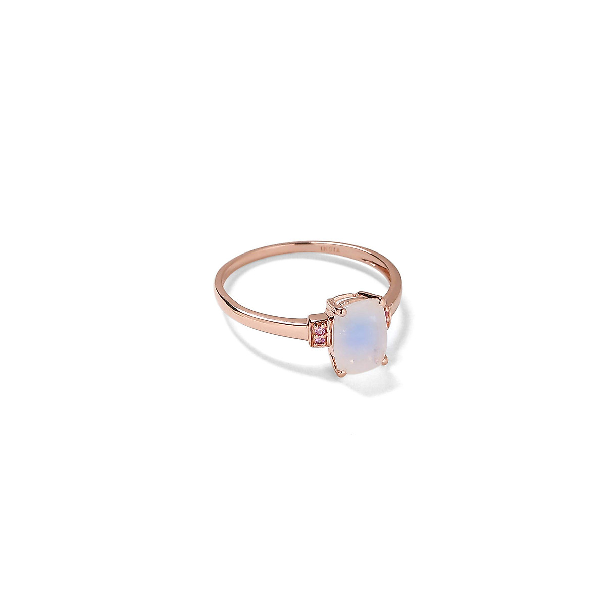 YoTreasure 1.72 Cts Moonstone Pink Sapphire Solid 10k Rose Gold Princess Ring Jewelry