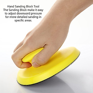 MIVIDE 4 PCS 5 inch Hook and Loop Hand Sanding Block, Round Mouse-Shaped Nano Gray Bottom for 5 Inch Hook and Loop Discs Ideal for Woodworking, Furniture Restoration, Automotive Body Arts and Crafts