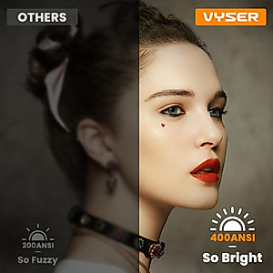 VYSER Projector with 5G WiFi & Bluetooth, 400ANSI Native 1080P Movie Projector with Screen, 4P/4D Keystone Correction, 300" Portable Outdoor Projector Compatible with HDMI, VGA, USB, iOS/Android