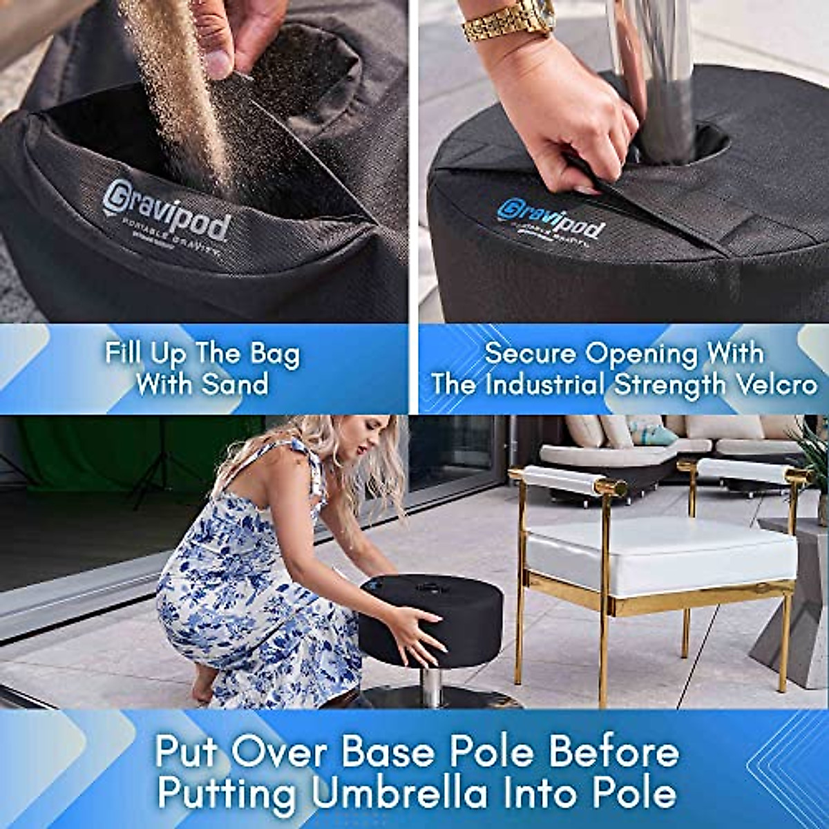 Gravipod 14 Round Umbrella Base Weight - Up to 50 lbs