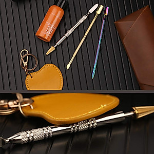 Leather Edge Dye Pen, Double Head, Leather Edge Roller Pen Applicator, Leather Edge Printing Tool, Edge Treatment Roller Pen for Leather Craft DIY Working(Round Head and Tapered Head)