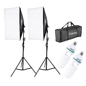 Kshioe Photography Softbox Lighting Kit, YouTube Starter Kit, Photo Equipment Soft Studio Light with Light Stands and Convenient Carry Bag (with 2 softbox Light)