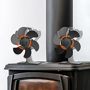 TOLUON Wood Stove Fan for Heater 6 Blades Heat Powered Fireplace Fan Thermoelectric Thermal Fan Fans for Home Wood/Log Burner/Fireplace Black