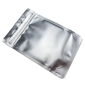 PABCK 50 Pieces 4.3x6.3 inch(Inside Size 3.5x3.9 inch) Stand-Up Resealable Heat Seal Bags 3.55mil Thick Frosted Silver Foil Sealed Bags for Zip Packaging Lock Food Storage Pouch