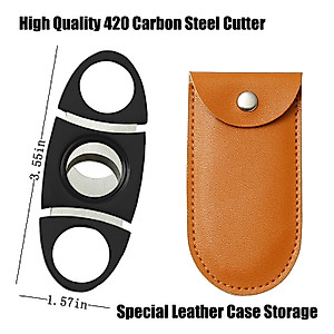 420 Carbon Steel 𝐂𝐮𝐭𝐭𝐞𝐫 and Lighter Set, Built-in 𝐏𝐮𝐧𝐜𝐡, Triple Jet Flame Butane Torch Lighter, Refillable Windproof Gas Lighter. Black. (Sold Without Gas)
