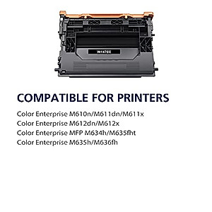 147X Black Toner Cartridge 1-Pack with Chip Compatible Replacement for HP 147X 147A W1470X W1470A for HP Laserjet Enterprise M610n M611dn M611x M612dn M612x MFP M634h M635fht Printer High Yield Ink