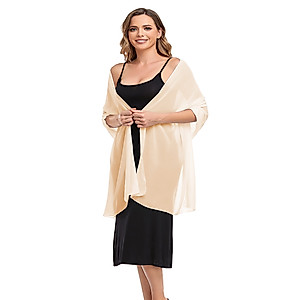 Pukguro Shawls and Wraps for Evening Dresses Womens Formal Lightweight Shawl Scarf Summer Sheer Chiffon Wrap Champagne 79 * 18''