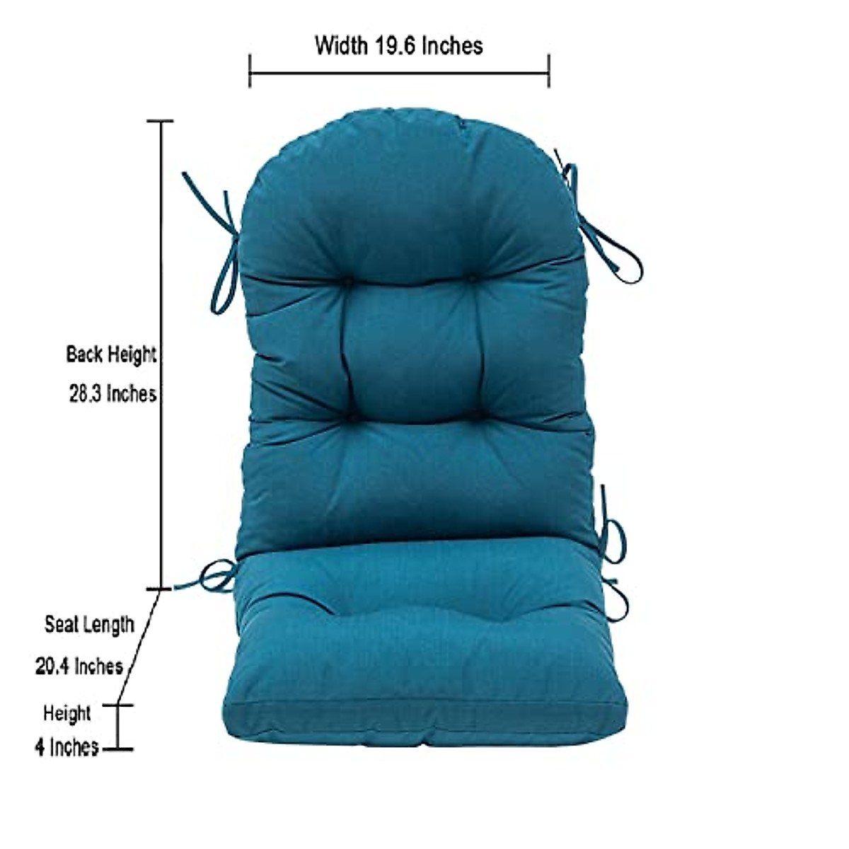 QILLOWAY Indoor/Outdoor High Back Chair Cushion for Adirondack,Spring/Summer Seasonal All Weather Replacement Rocking Chair Cushions. (Peacock Blue)