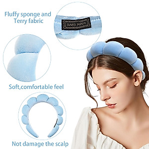 Ayesha Spa Headband for Women Sponge Headband for Washing Face Clouds Soft Hairband Makeup Headbands for Women Girls Shower Makeup Skincare (Blue)