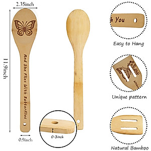 Butterfly Wooden Cooking Spoons Set of 5,Butterfly Gift,Butterfly Lovers Gifts,Butterfly Kitchen Decor,Bamboo Cooking Spoons Farmhouse Housewarming Wedding Mom Cooking House Closing Father's Day Gift