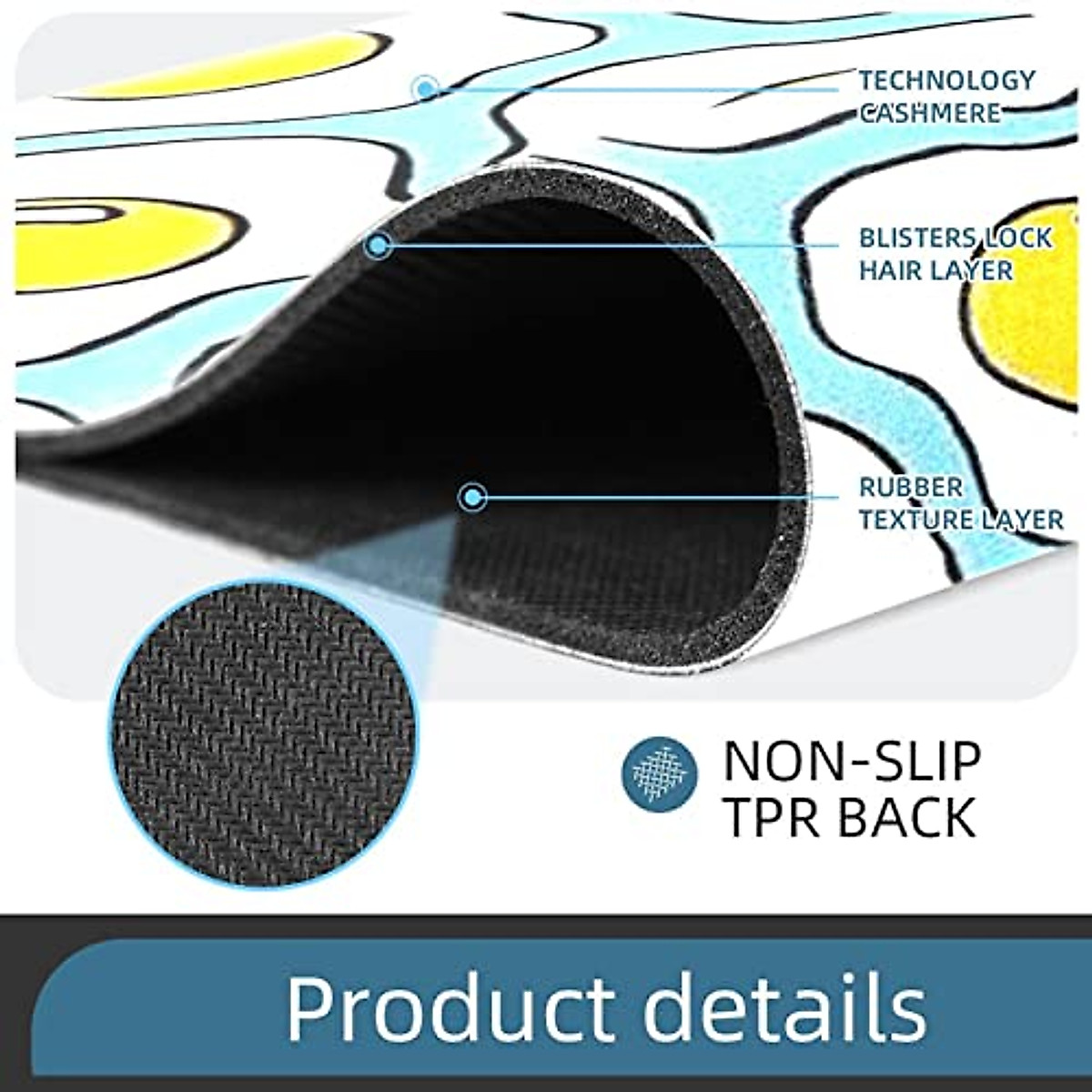 VBFOFBV Bathroom Rugs Absorbent Bath Mats for Bathroom Kitchen Bath Rugs Indoor Outdoor Area Rugs, Cartoon Poached Egg