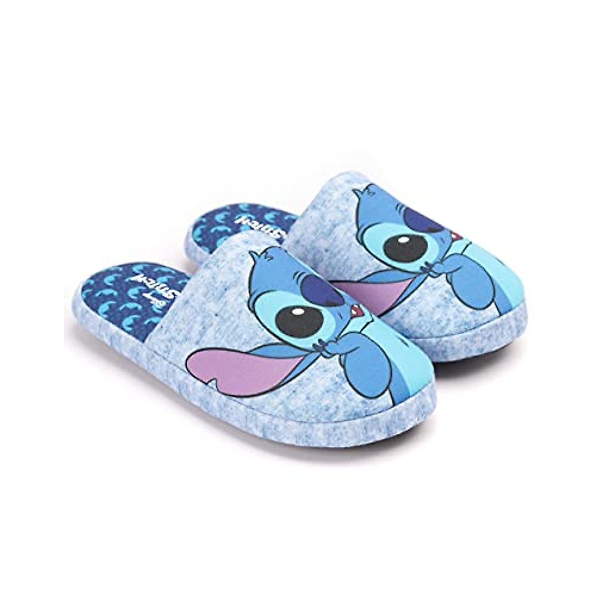 Disney Lilo and Stitch Slippers Womens Ladies Slip On Blue House Loafers 7/8 US