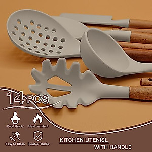 Kitchen Cooking Utensils Set, 14 PCS (Khaki)
