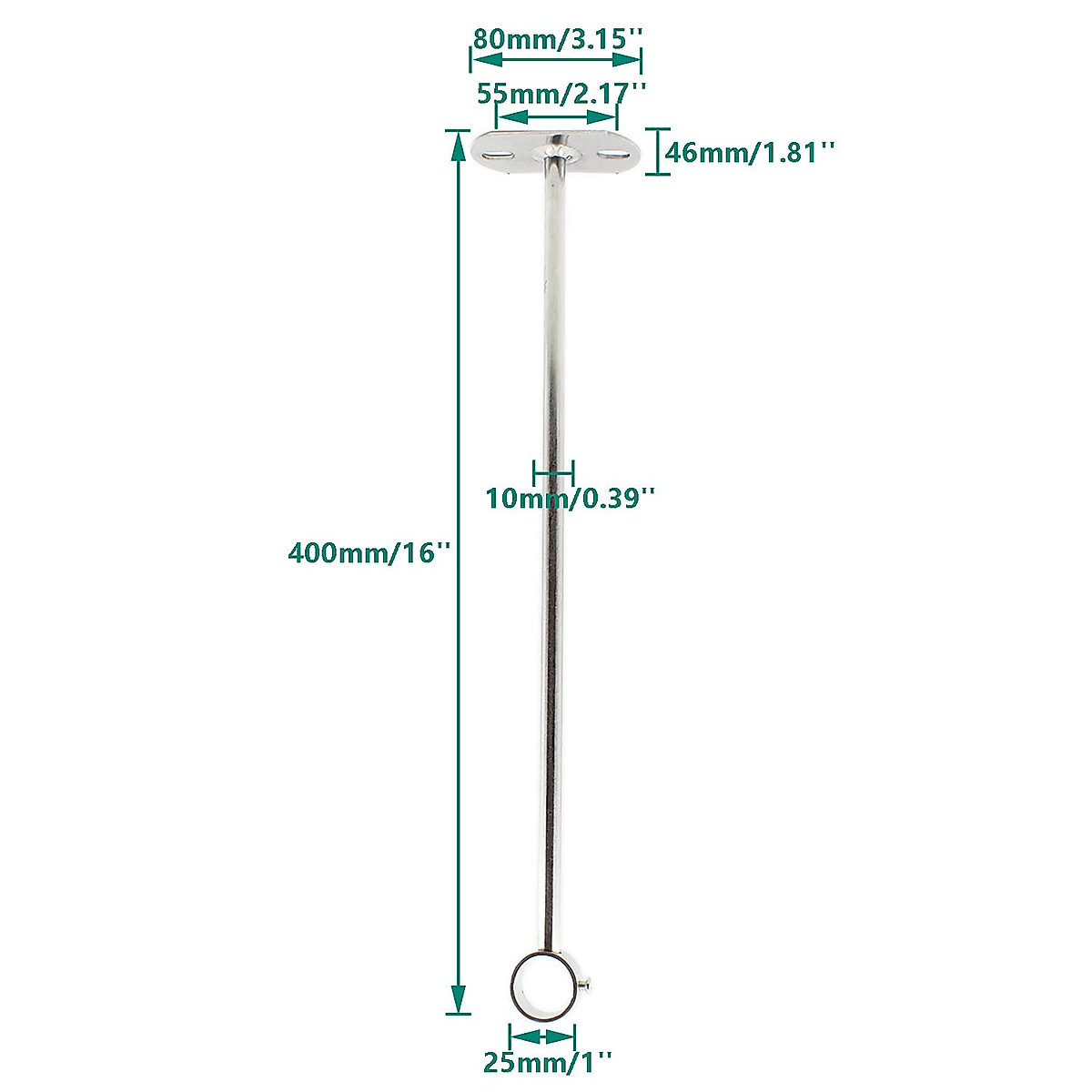 2 Pack Ceiling Mount Bracket, Stainless Steel Wardrobe Pipe Bracket Rod Holder Ceiling Holder, ULIFESTAR Shower Curtain Closet Wardrobe Rod Lever Support Holder Pipe Flange Socket 25x400mm/1x16''