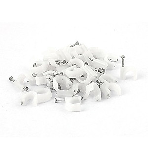 VNDEFUL 50 Pcs 12mm White Diameter Coax Cable Inserting Circle Nail Clips