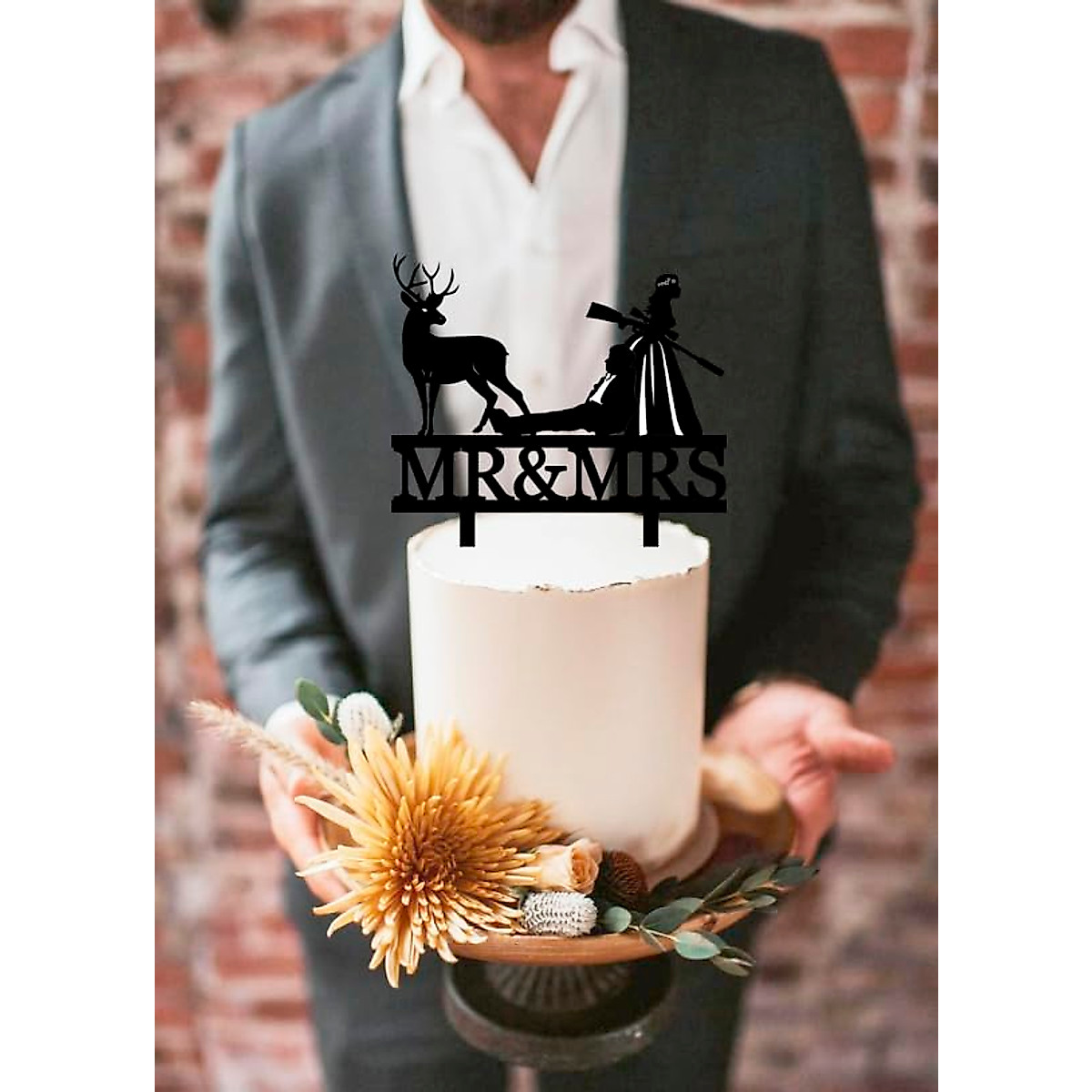 Funny Hunting Wedding Cake Topper Deer Hunt Hunter Wedding Cake Topper Hunt is Over Cake Topper For Wedding/Anniversary/Bridal Shower Party Decorations