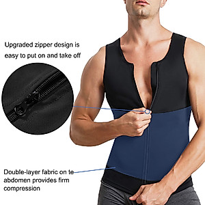Eleady Men's Compression Shirt Undershirt Slimming Body Shaper Athletic Workout Shirts Tank Top Sport Vest with Zipper (Black, Large)