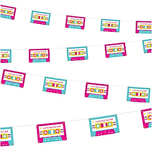 80's Party Supplies - Cassette Tape Banner Garland Decorations, 7 Feet Long (2 Pack)