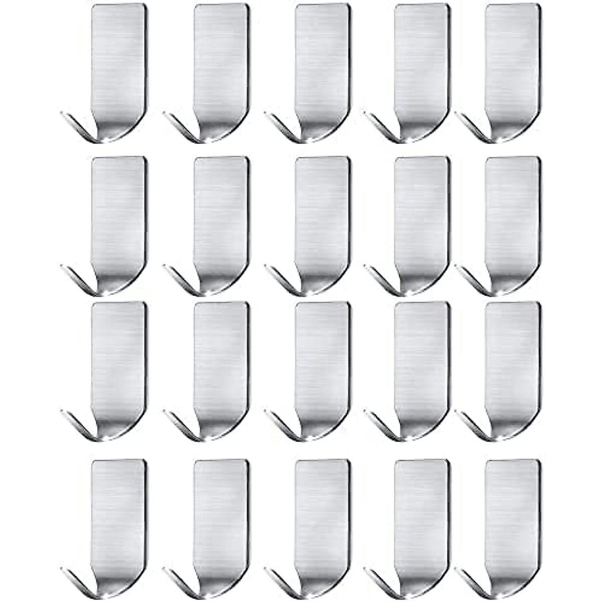 mxtechnic Small Adhesive Hooks 304 Stainless Steel Wall Mounted Hangers for Caps, Keys, Kitchen (Load up to 4 Lbs) 20 Pcss