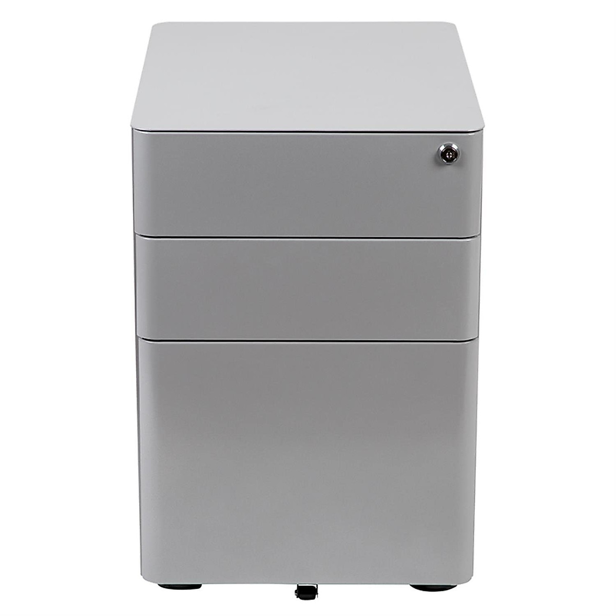 Flash Furniture Warner Modern 3-Drawer Mobile Locking Filing Cabinet with Anti-Tilt Mechanism and Hanging Drawer for Legal & Letter Files, Gray, Set of 1