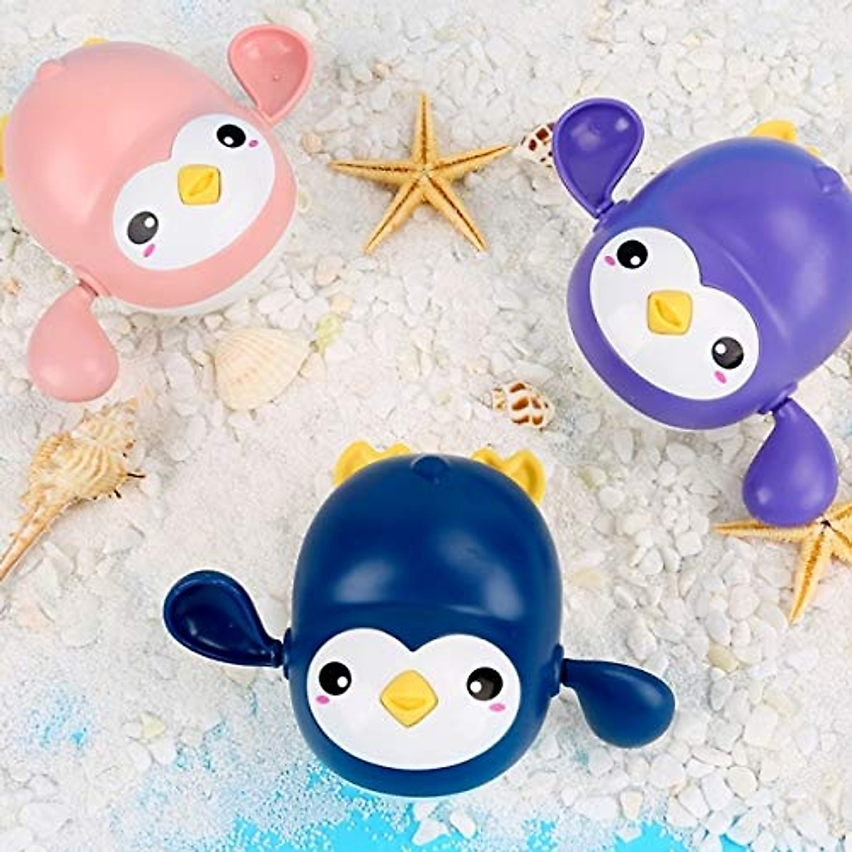 Baby Bath Toys, Wind up Penguin Bathtub Toys, Toddlers Swimming Floating Playing Set in Bathroom Beach Pool, Colourful Water Playset Gifts for Boys and Girls (4 Packs)